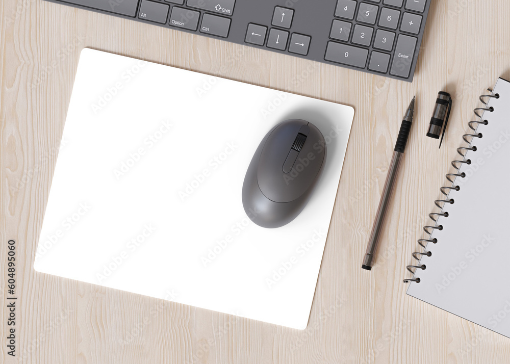 Blank and transparent computer mouse pad on the desk at home. Mousepad ...