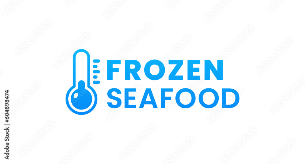 Frozen seafood label or Frozen seafood icon vector isolated in flat ...