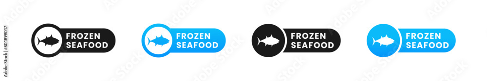 Frozen seafood label or Frozen seafood sign vector isolated in flat ...