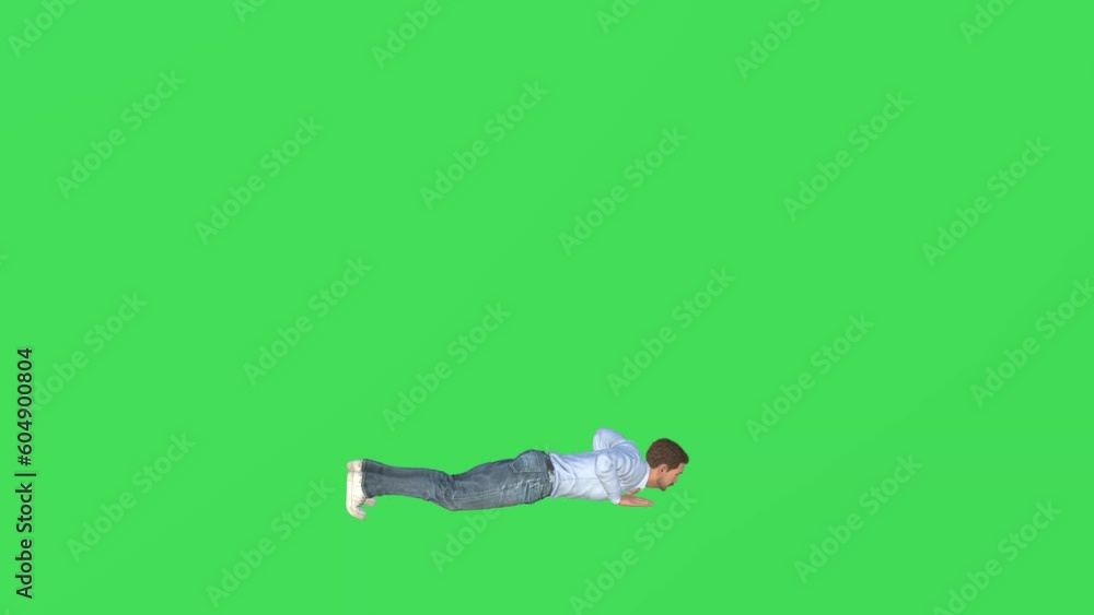 Vidéo Stock 3d male athlete on green screen lying down and standing up ...