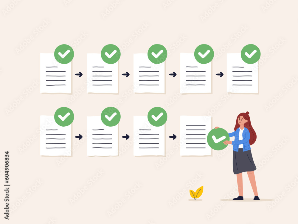 Approval document concept. Project tracking or goal tracker ...