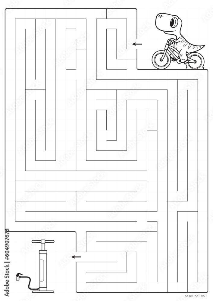 Vector black lines forming a maze. A4 format. Educational maze coloring ...