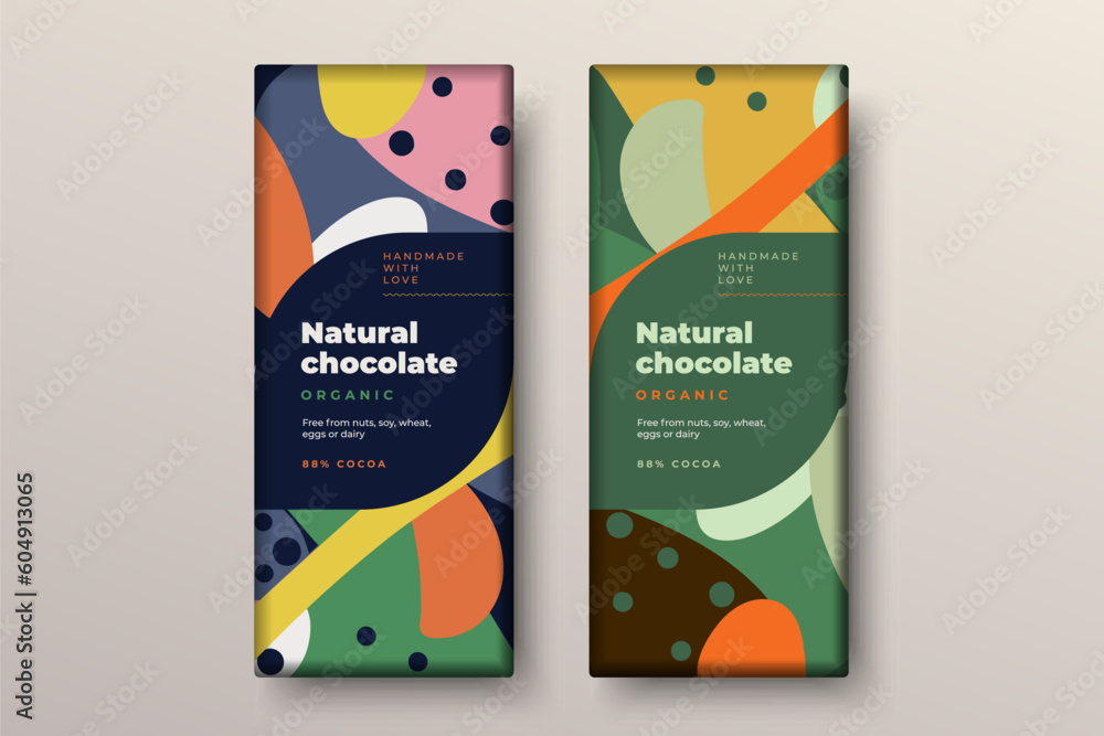 Organic dark and milk chocolate bar design. Creative abstract choco ...