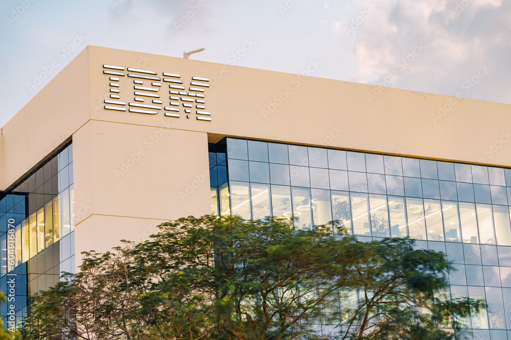19 January 2023, Dubai, UAE: IBM sign at the office building in Dubai ...