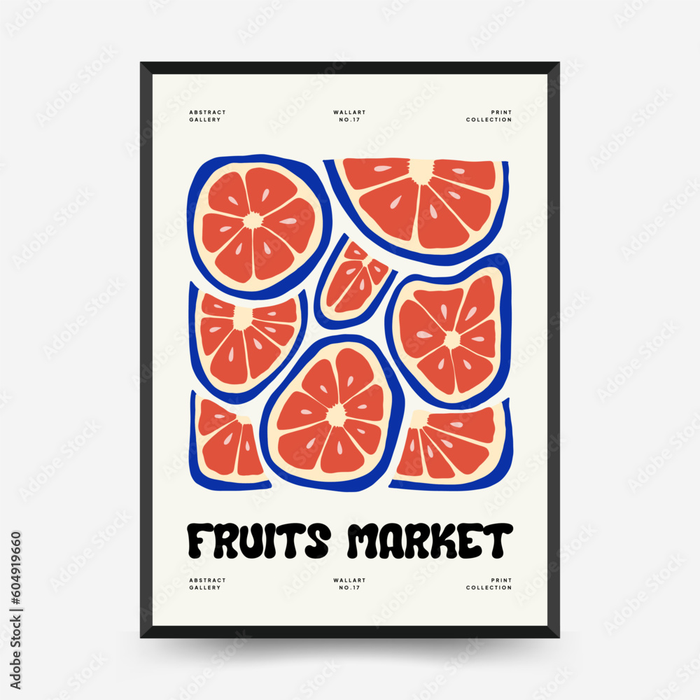 Abstract fruits posters template. Modern trendy Matisse minimal style ...