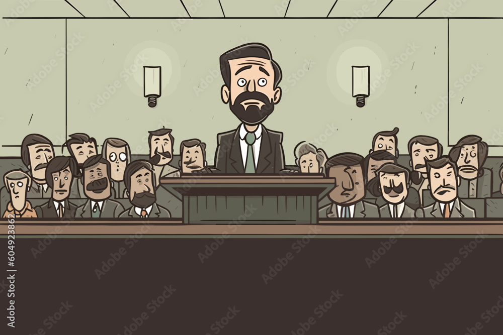 Doodle inspired Politician at congressional hearing, cartoon sticker ...