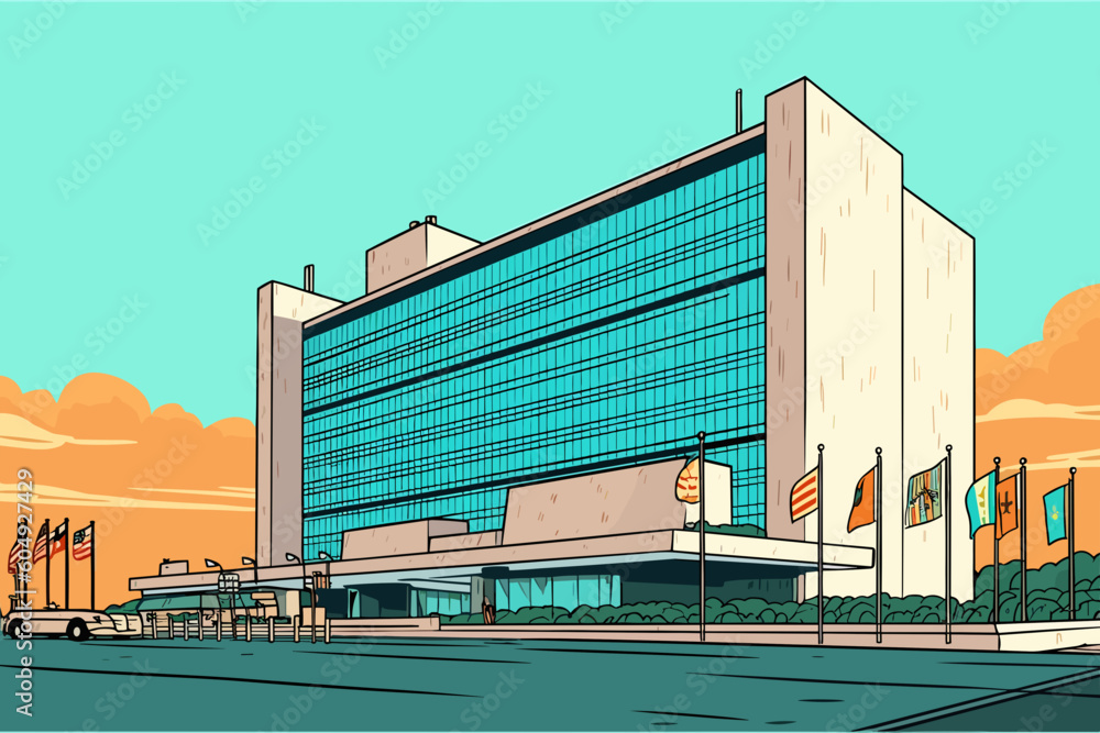 Doodle inspired Diplomat at united nations headquarters, cartoon ...