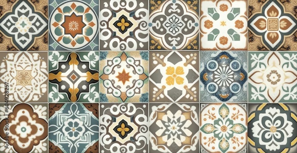 Seamless Colorful Patchwork Moroccan Tile Motifs Majolica Pottery Tile
