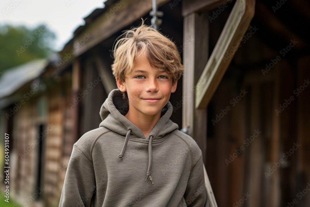 Lifestyle portrait photography of a grinning mature boy wearing a ...