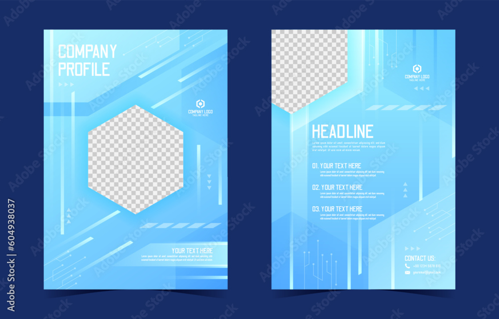 Technology Business Company Profile Template Set Stock Vector | Adobe Stock