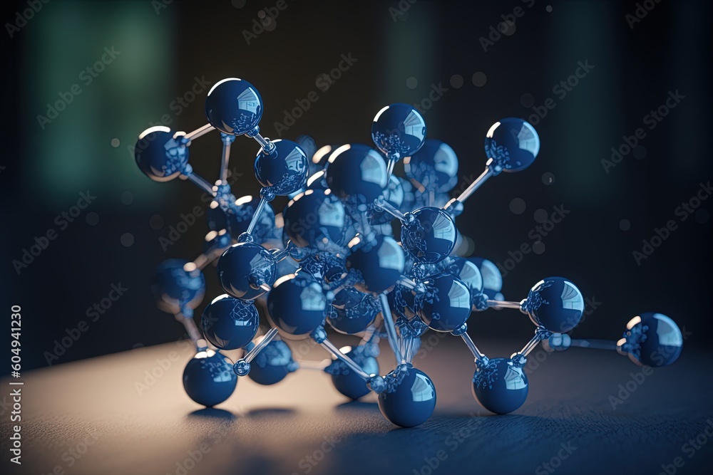 Blue isolated H2 molecule with hydrogen atoms structure. .Generative AI ...