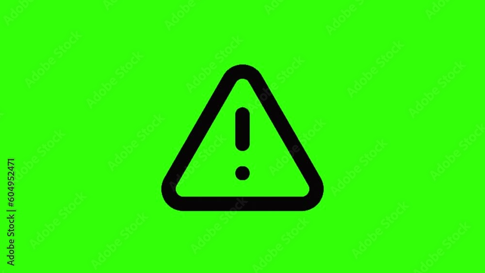 caution icon background animation, danger symbol, safety message, green ...