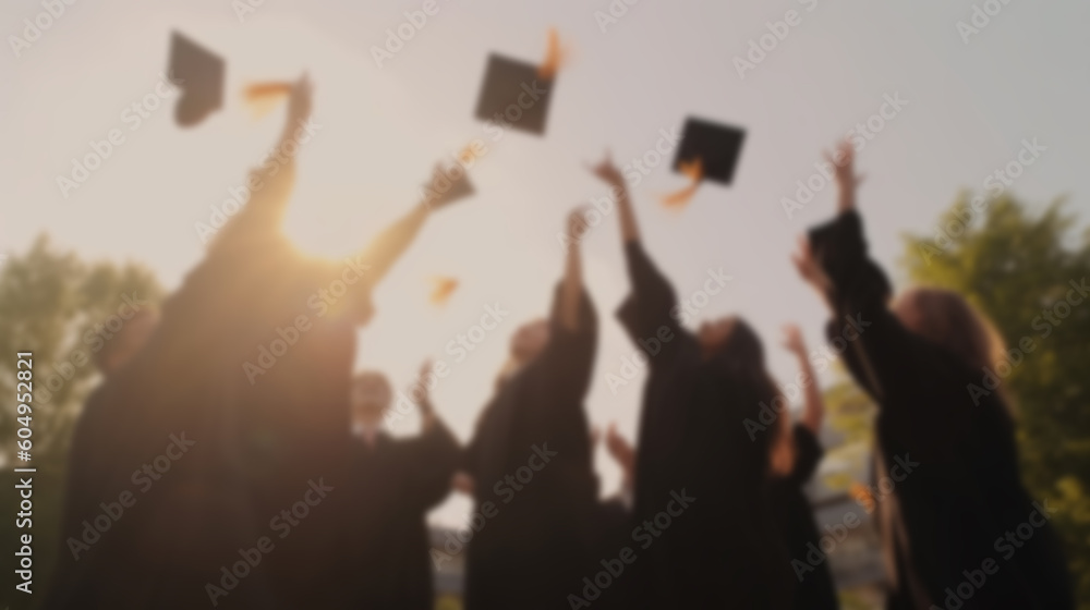 Excited graduates launching their caps in the air, a classic graduation ...