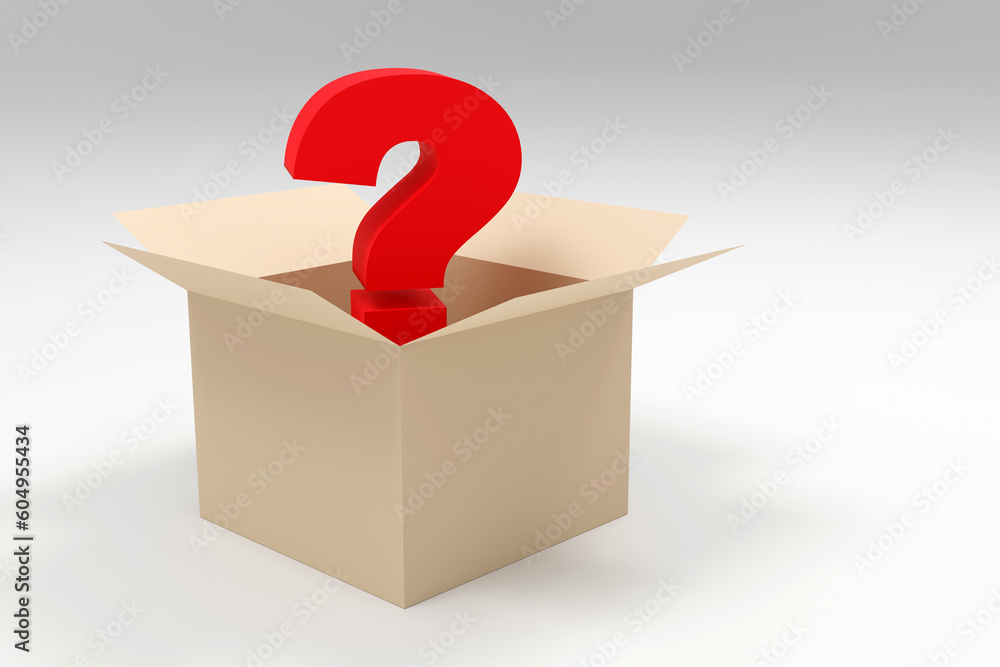 Luxury question mark peeping from a box, soft light, smooth background ...