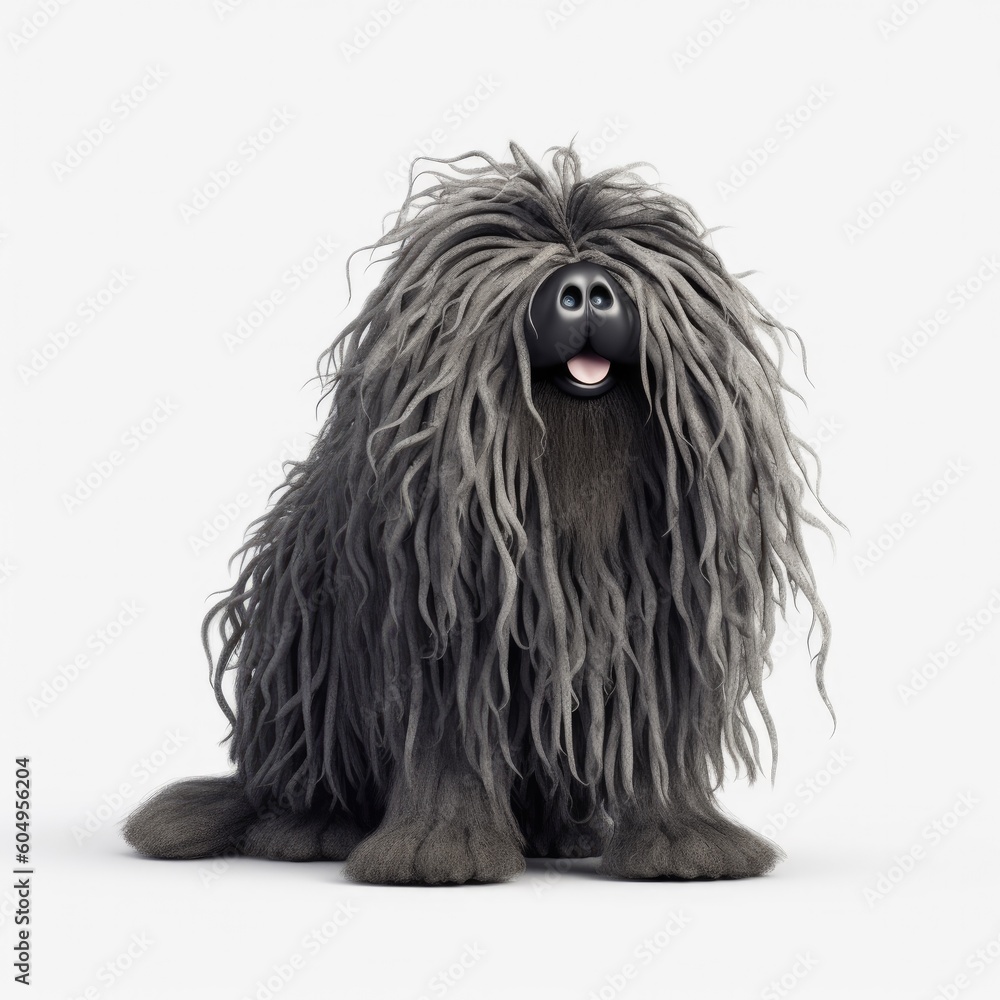 Puli dog illustration cartoon 3d isolated on white. Generative AI Stock ...