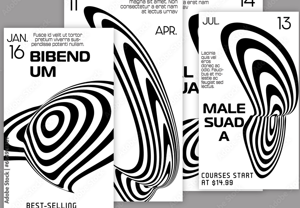 Social Media Post Layout Abstract Black and White Distorted Circle 3D ...