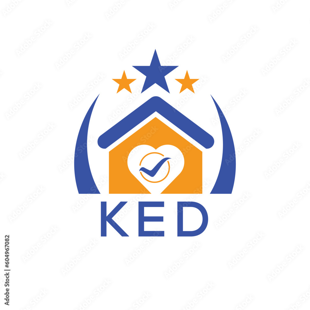 KED House logo Letter logo and star icon. Blue vector image on white ...