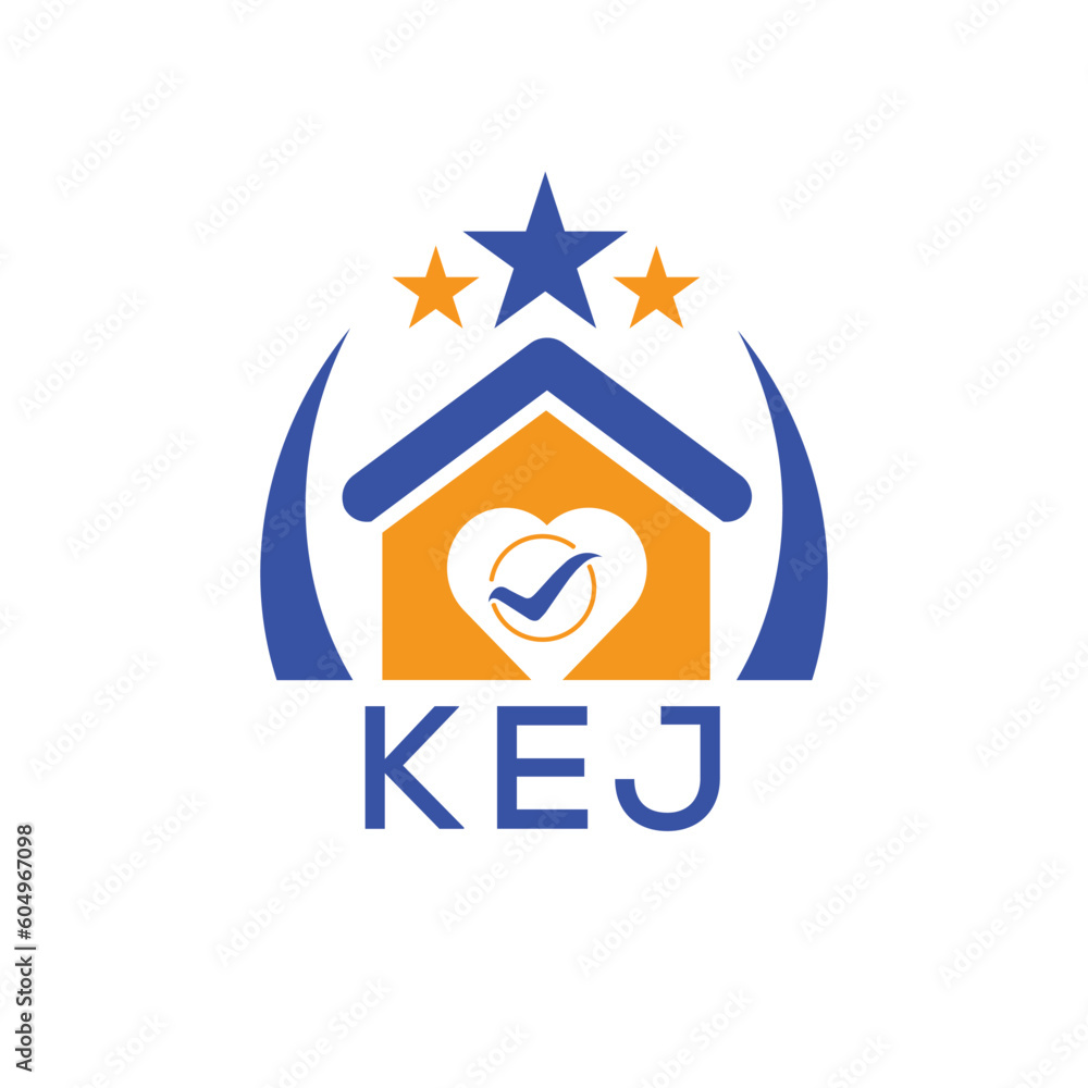 KEJ House logo Letter logo and star icon. Blue vector image on white ...