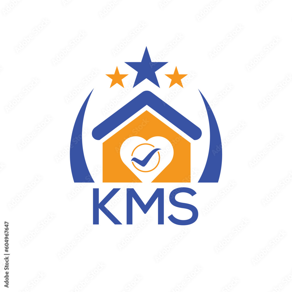 Vecteur Stock KMS House logo Letter logo and star icon. Blue vector ...