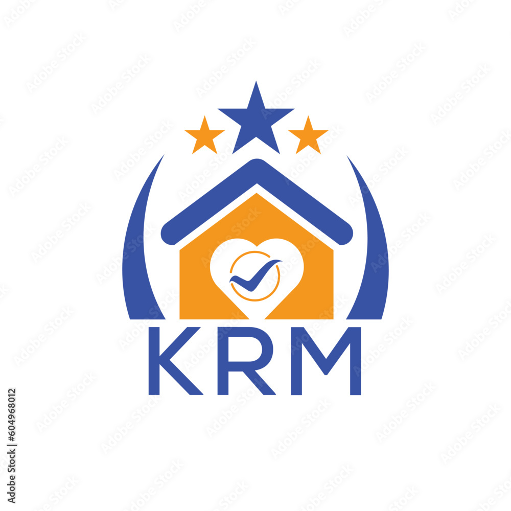 KRM House logo Letter logo and star icon. Blue vector image on white ...