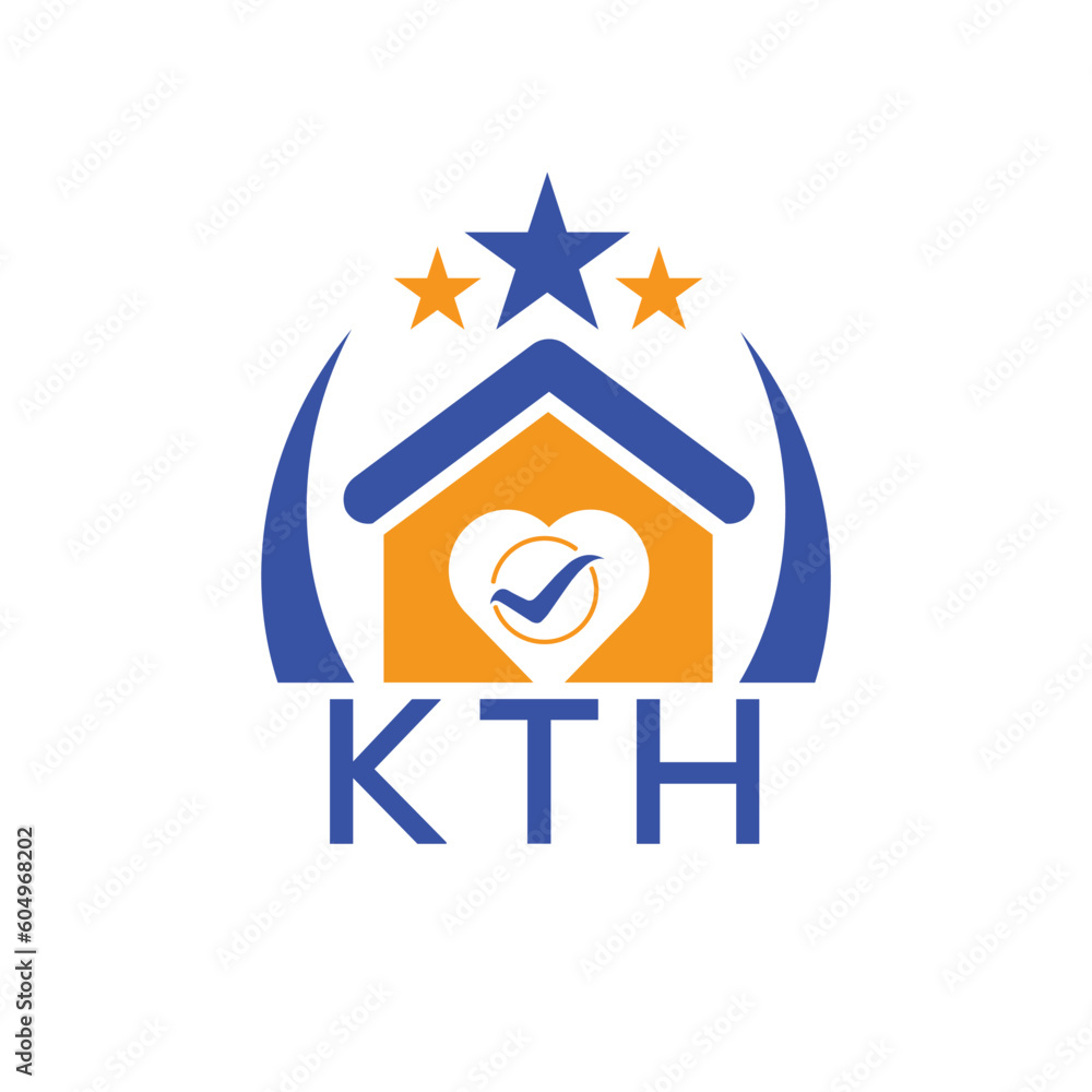 KTH House logo Letter logo and star icon. Blue vector image on white ...