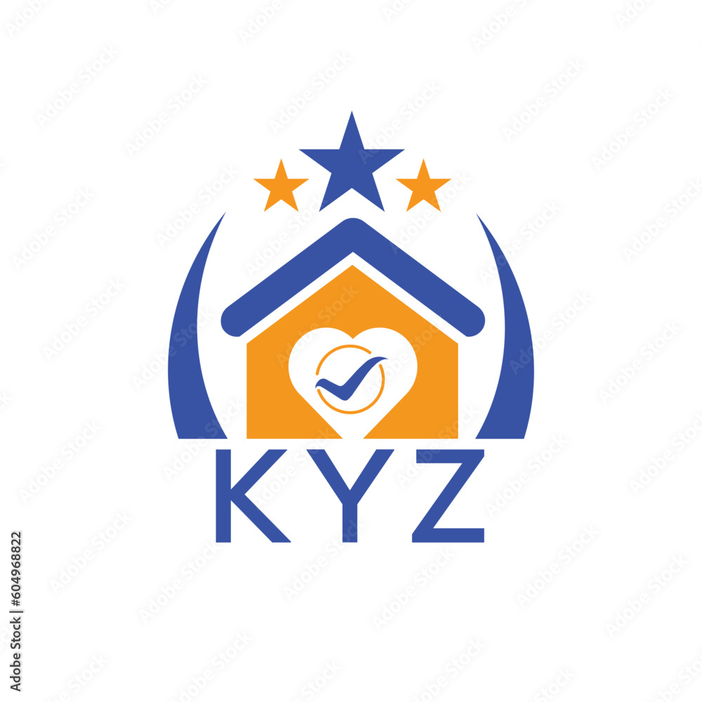 KYZ House logo Letter logo and star icon. Blue vector image on white ...