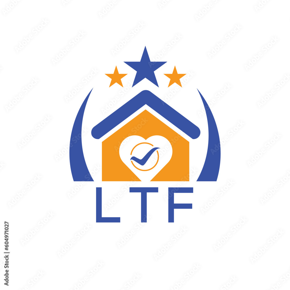 LTF House logo Letter logo and star icon. Blue vector image on white ...
