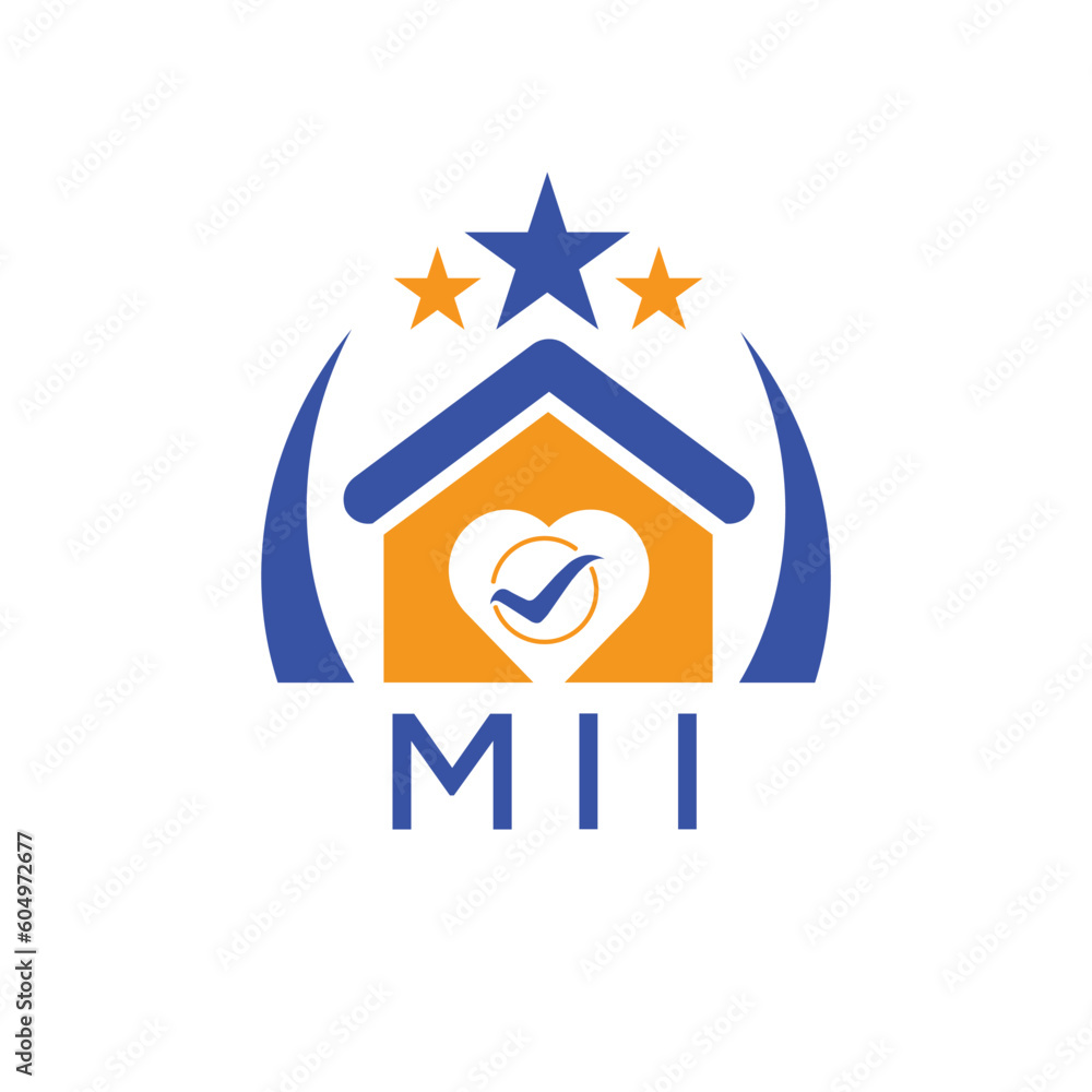 MII House logo Letter logo and star icon. Blue vector image on white ...