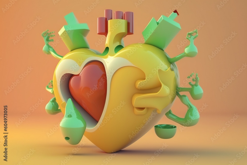 Heart. Cute cartoon healthy human anatomy internal organ character set ...