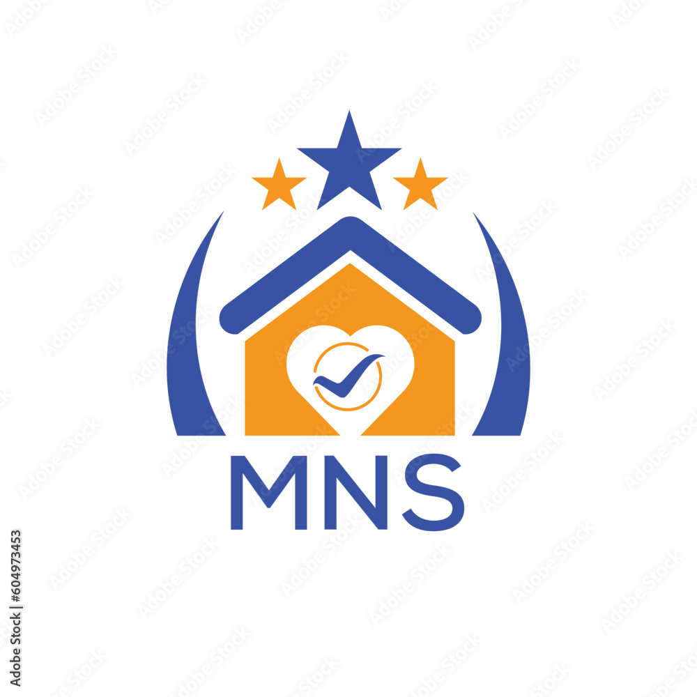 MNS House logo Letter logo and star icon. Blue vector image on white ...
