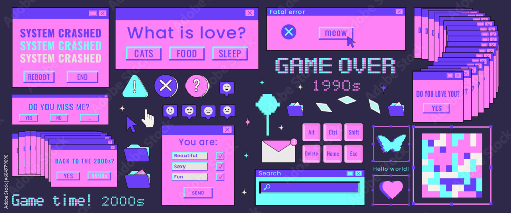 Nostalgia for 1990s -2000s. Set in retro style. Old computer aestethic ...