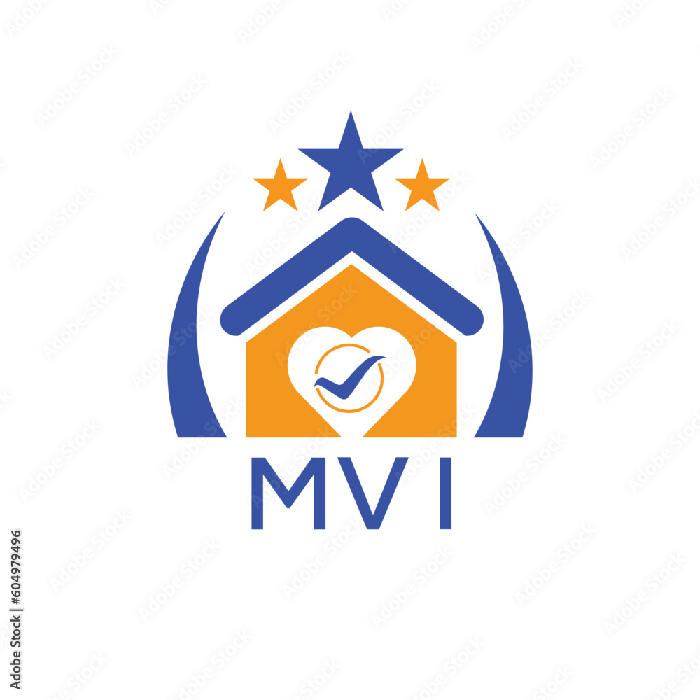 Vetor de MVI House logo Letter logo and star icon. Blue vector image on ...