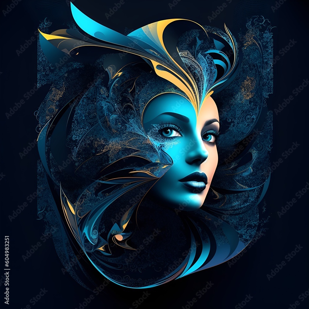 Magic woman. The face of a magical mysterious woman shrouded in ...