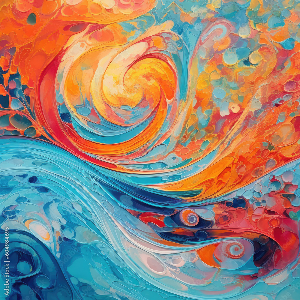 Abstract painting capturing the vibrant colors and intricate patterns ...