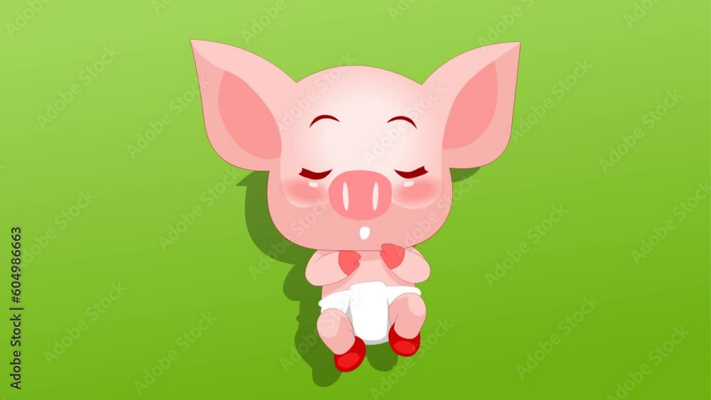 cute cartoon pig sleeping 2d animated, background, sleep, baby piglet ...