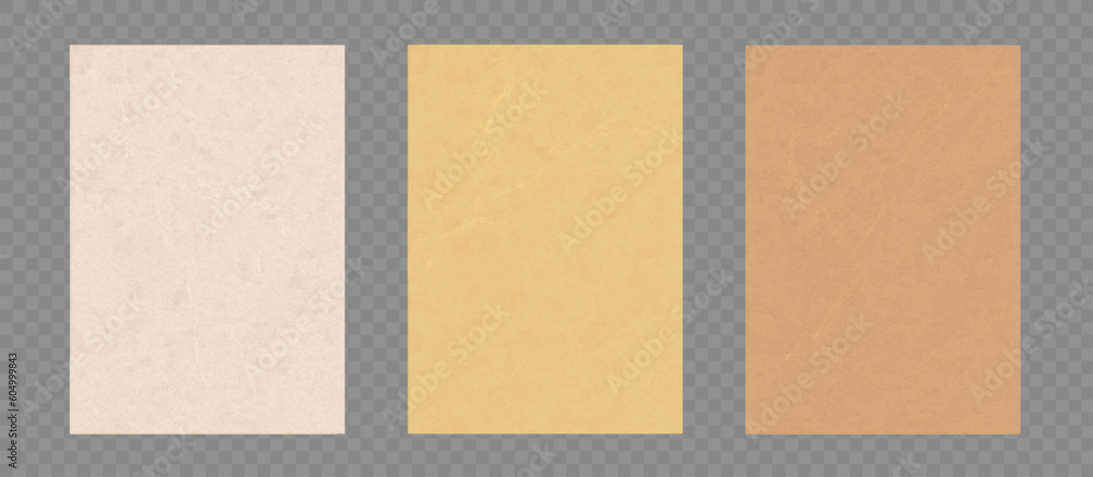 Collection of craft paper textures. Templates isolated on transparent ...