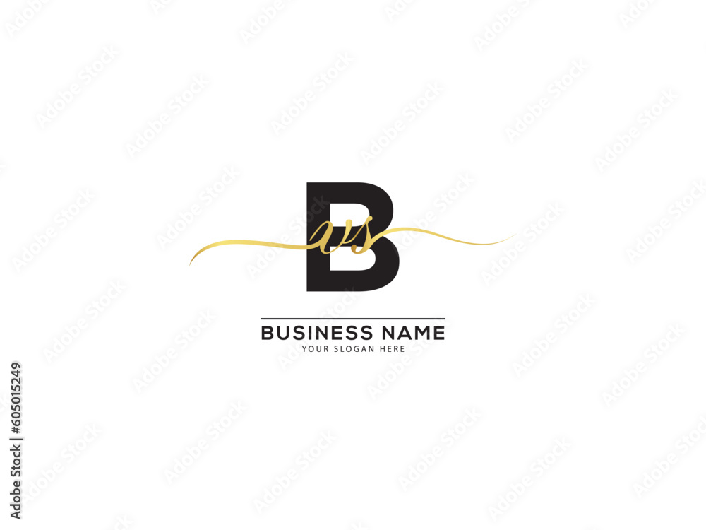 Modern alphabet Bvs letter icon, handwritten signature Vbs business ...
