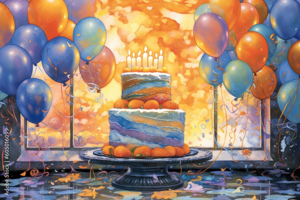 Birthday card colorful background - Illustration created with ...