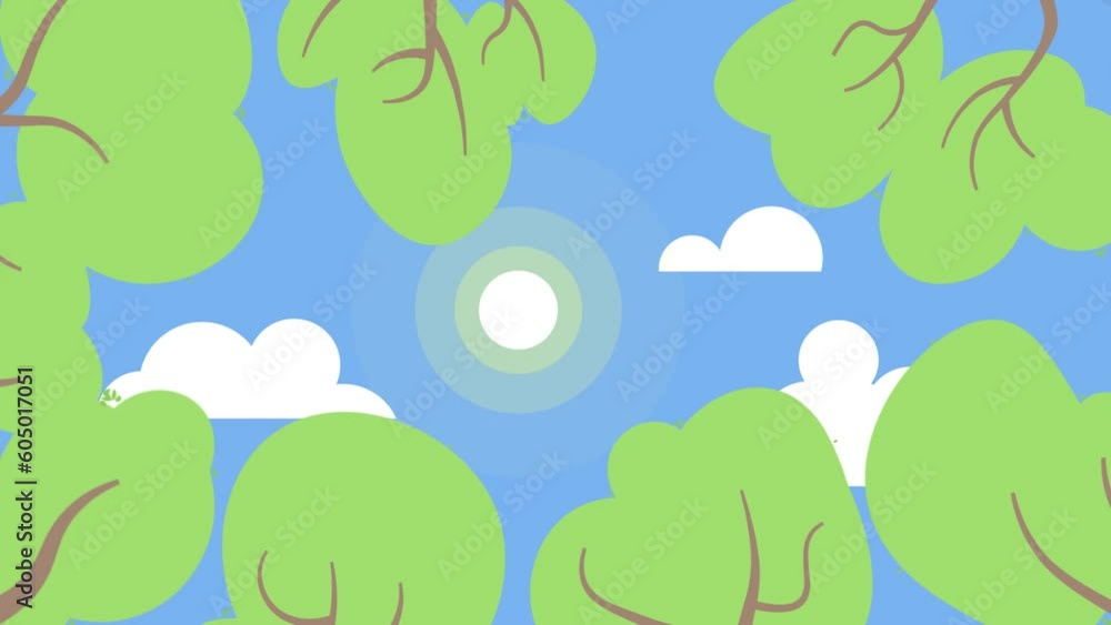 Vidéo Stock 2d animation explainer background with sun, clouds, coconut ...