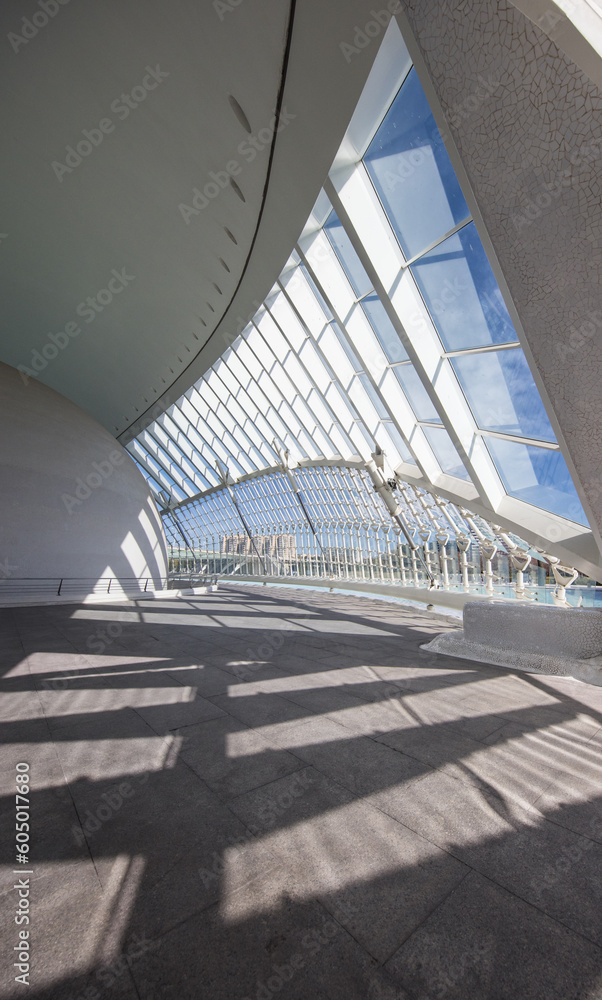 Valencia, Spain: City of Arts and Science Hemisferic interior, a modern ...