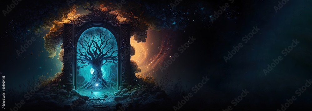 Sacred tree of life is a afterlife portal gate leading to divine ...