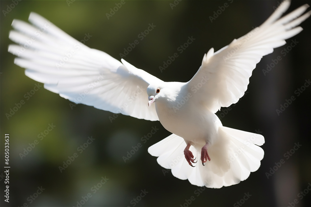Flying white dove as a symbol of freedom. AI generated content Stock ...