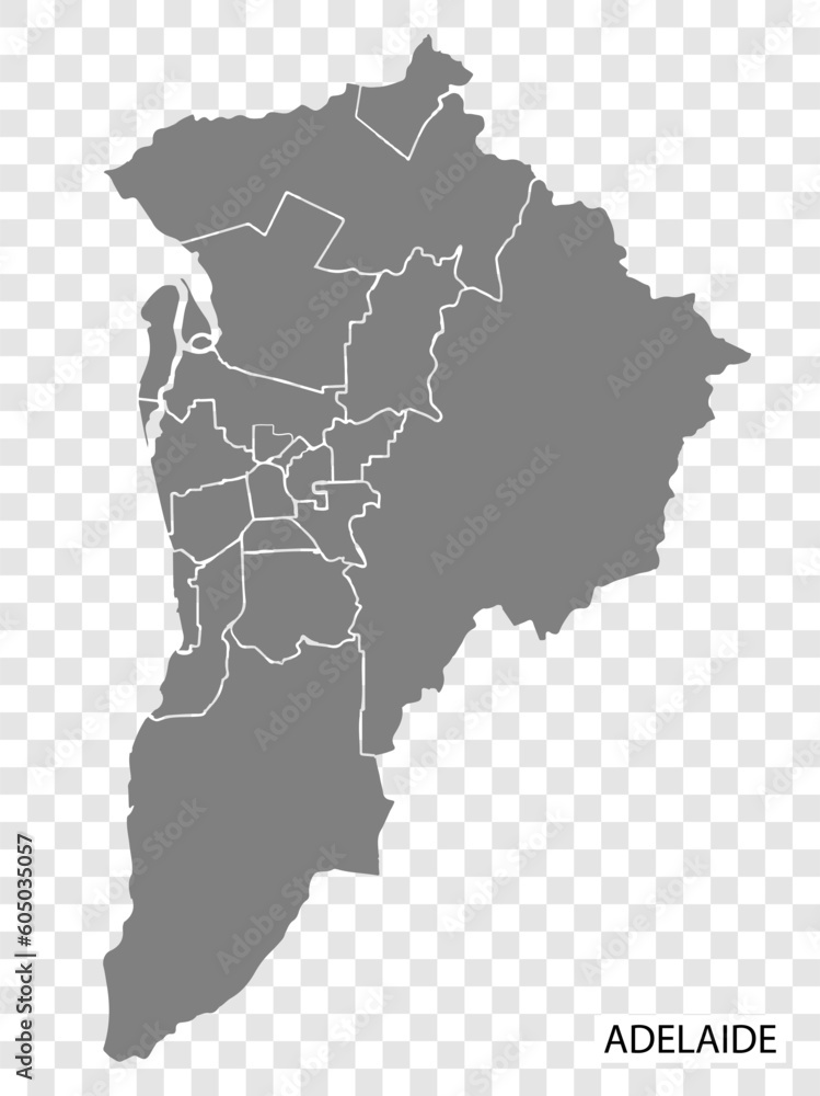 High Quality map of Adelaide is a city of Australia, with borders of ...