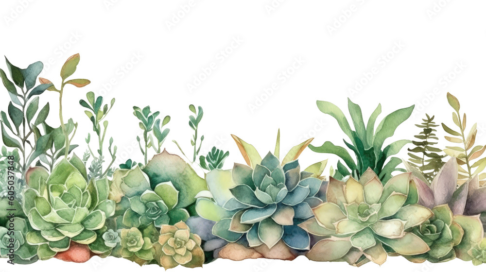 variety of succulent plants as a frame border, copyspace, generative ai ...