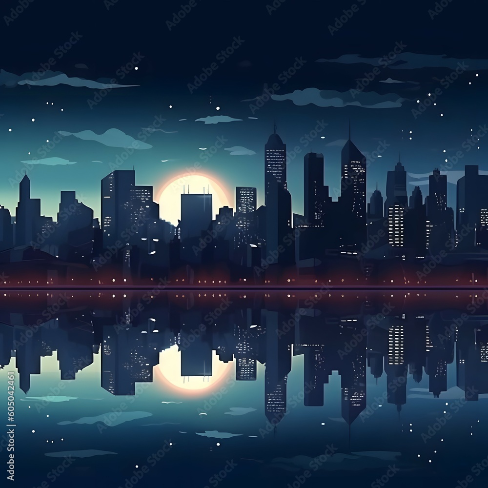 Night Cityscape Vector
