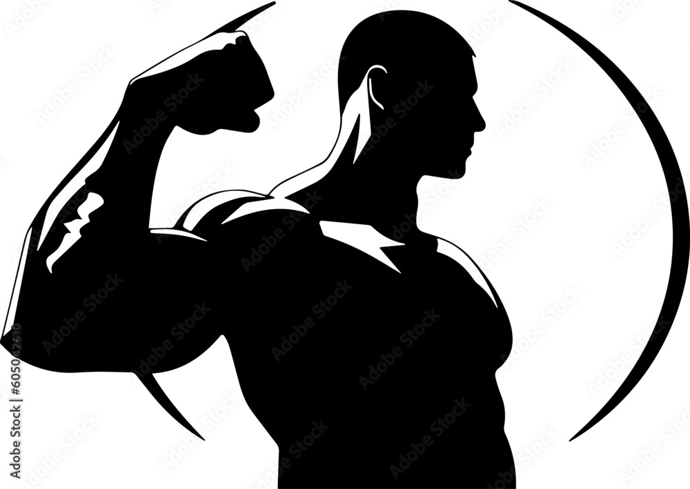 vector image with strongman, silhouette Stock Vector | Adobe Stock