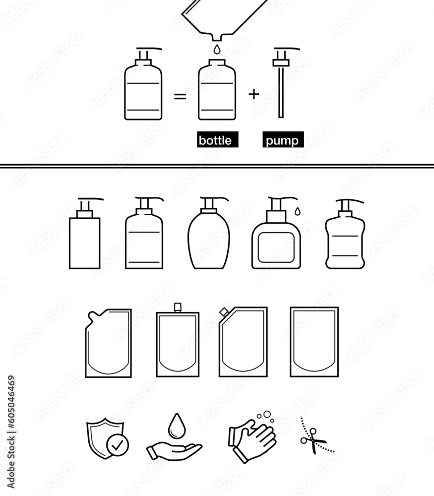 A set of packing icons for the filling process. Vector illustration ...