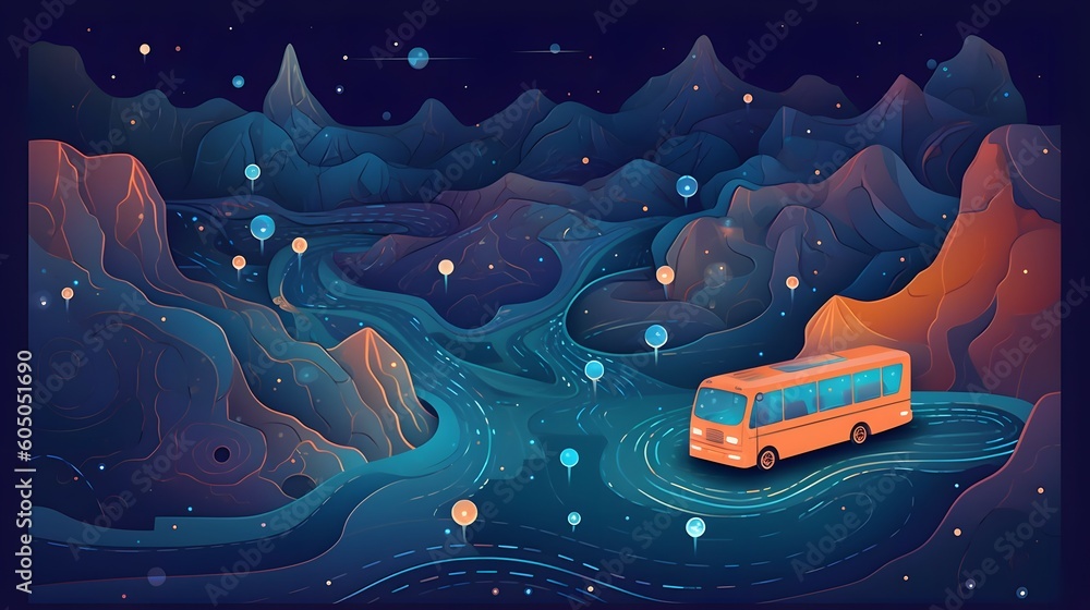 route map, The bus driver followed the route map to stay on schedule ...