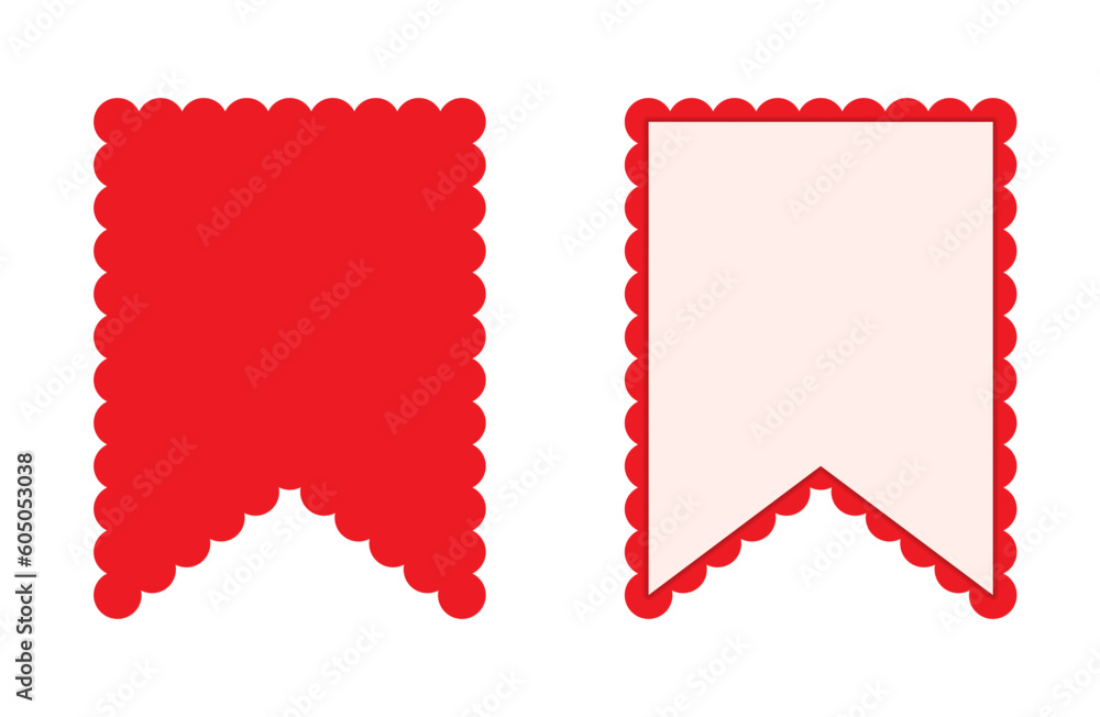 Scalloped bunting dovetail banner template. Clipart image isolated on ...