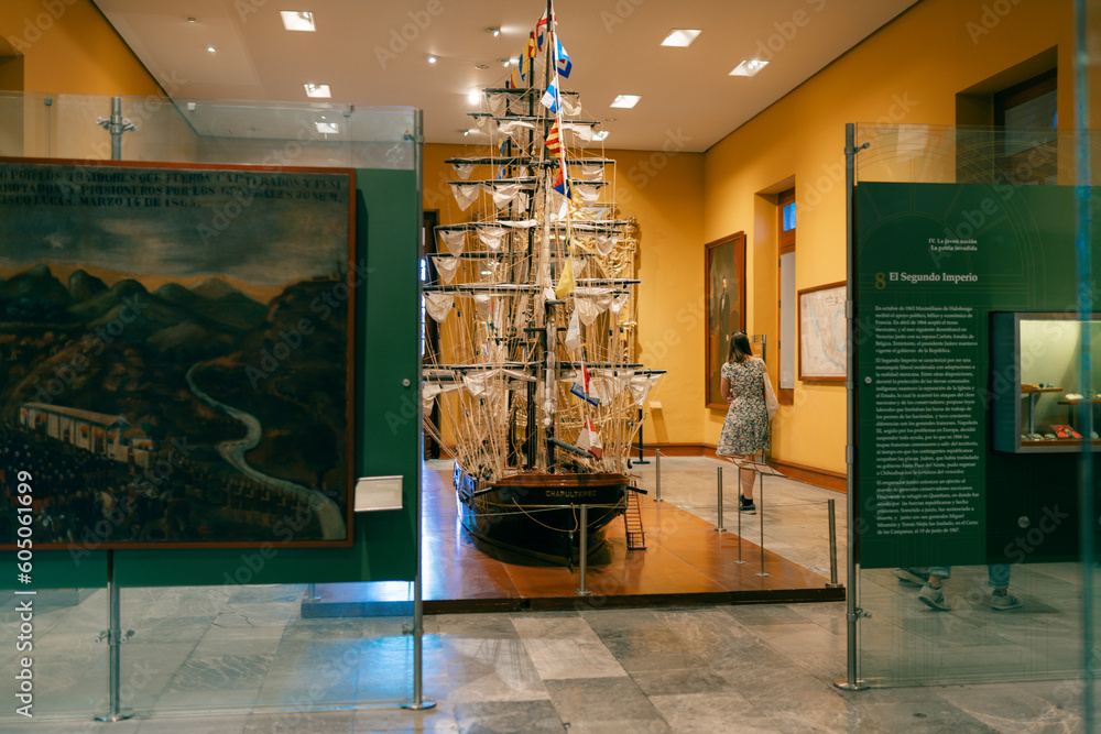 Mexico City, FEB 2023 Interior view of the historical castle ...